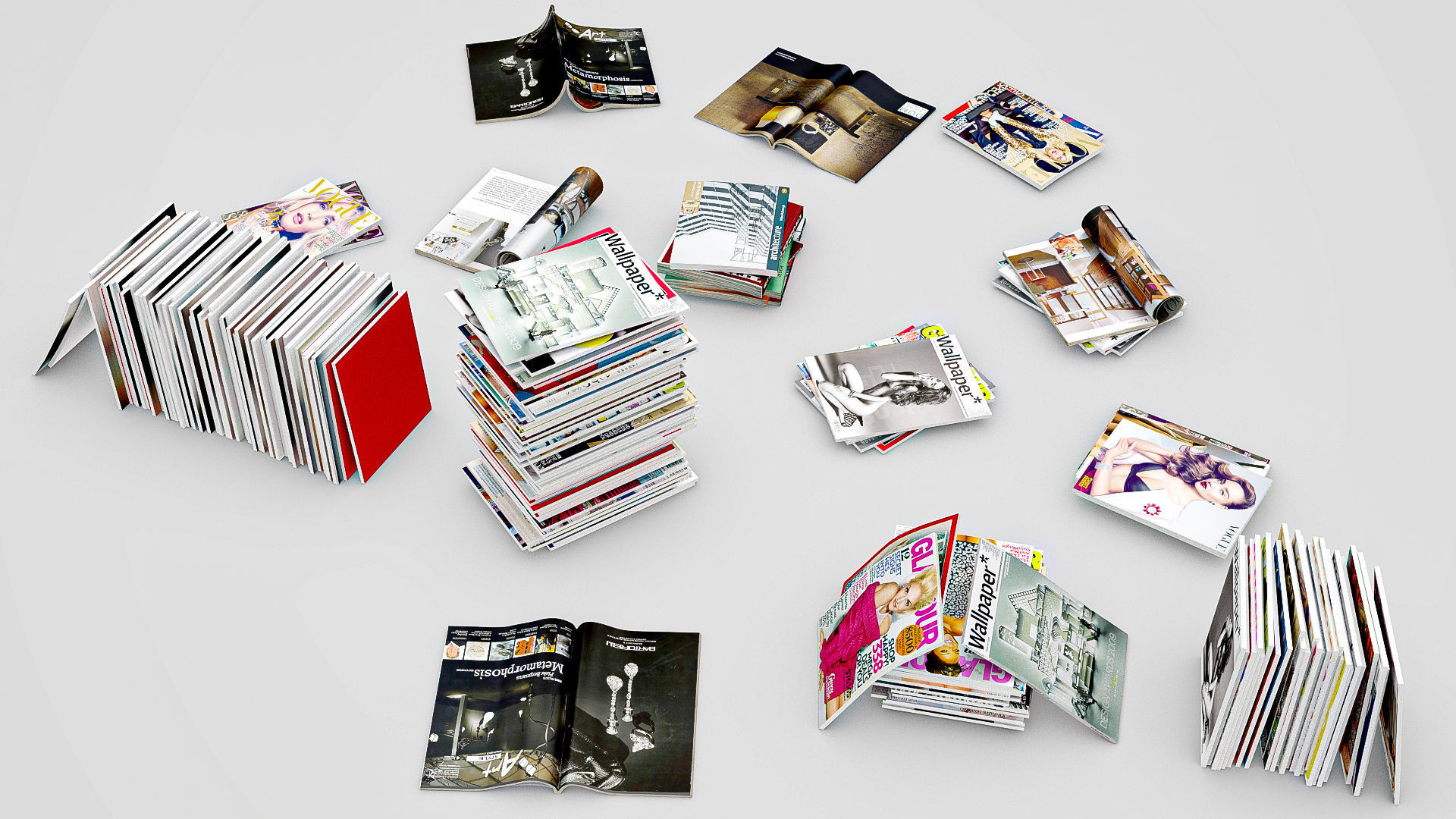 3D model Magazines Set Collection 4K PBR for realistic interiors VR ...