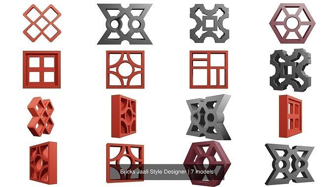 Bricks Jaali Style Designer 3D Model Collection | CGTrader