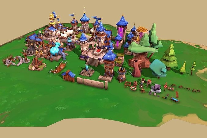 3D model Fantasy Buildings Pack VR / AR / low-poly | CGTrader