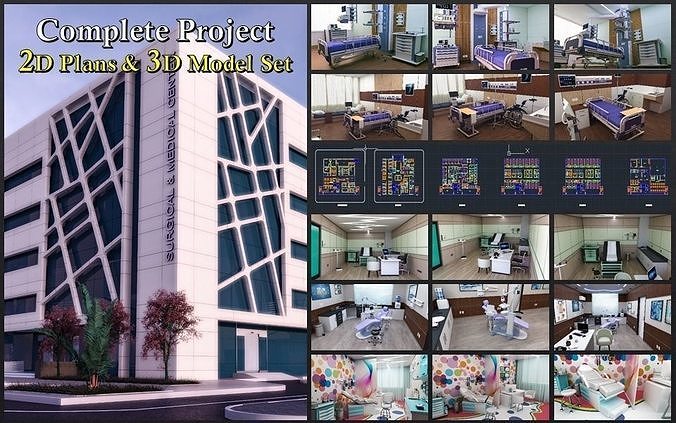 Medical Center-Complete Project -2d Plans - 3d Model Set 3D Model ...