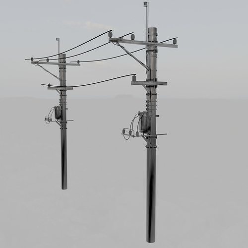 3D model realestic street wire pole VR / AR / low-poly | CGTrader