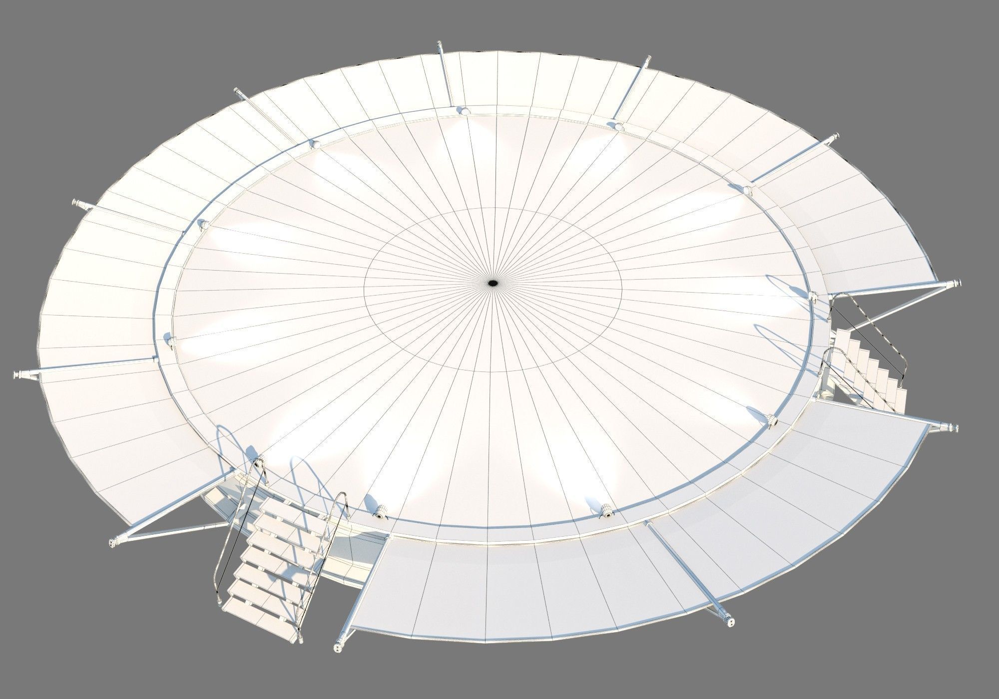 3D model Helipad circular platform with stairs VR / AR / low-poly ...