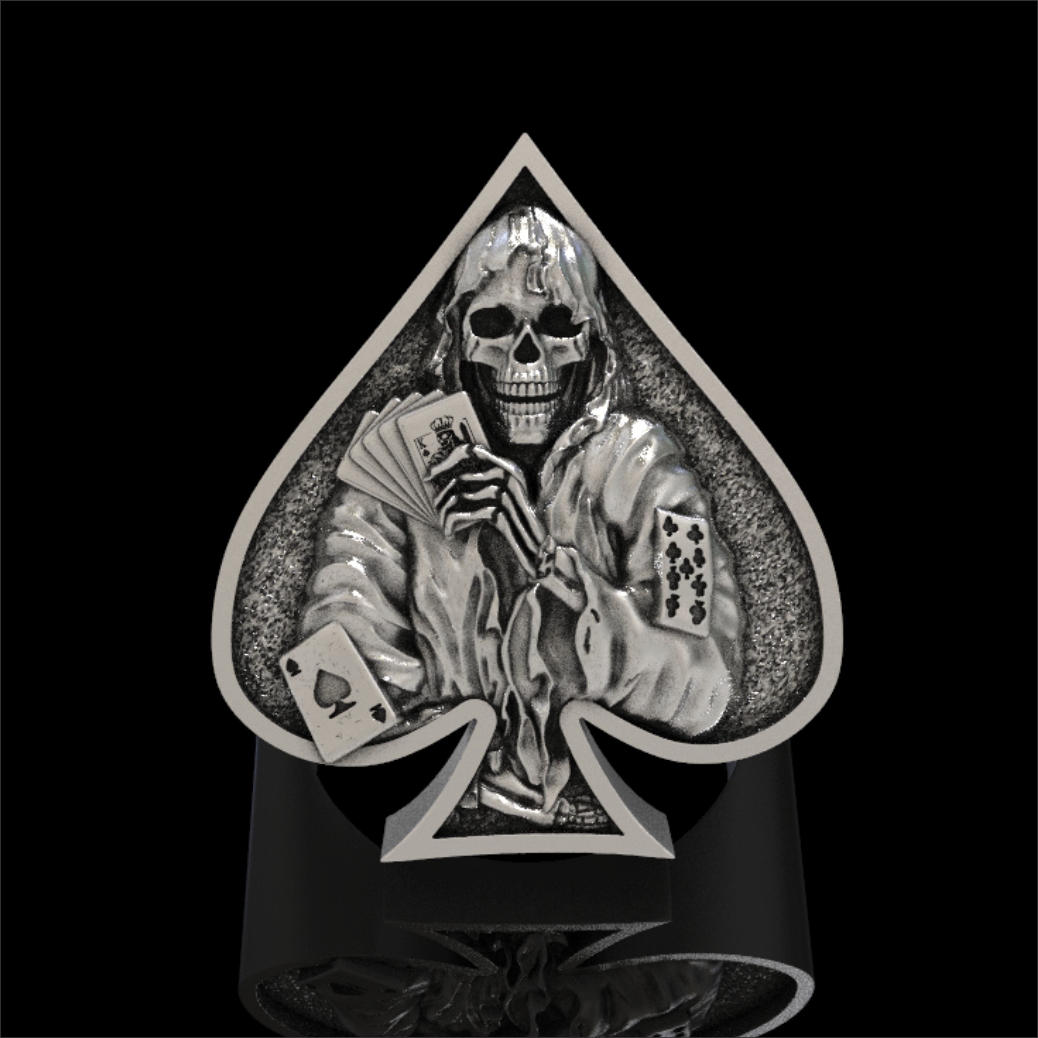 Spade Skull Ring 3D model 3D printable | CGTrader