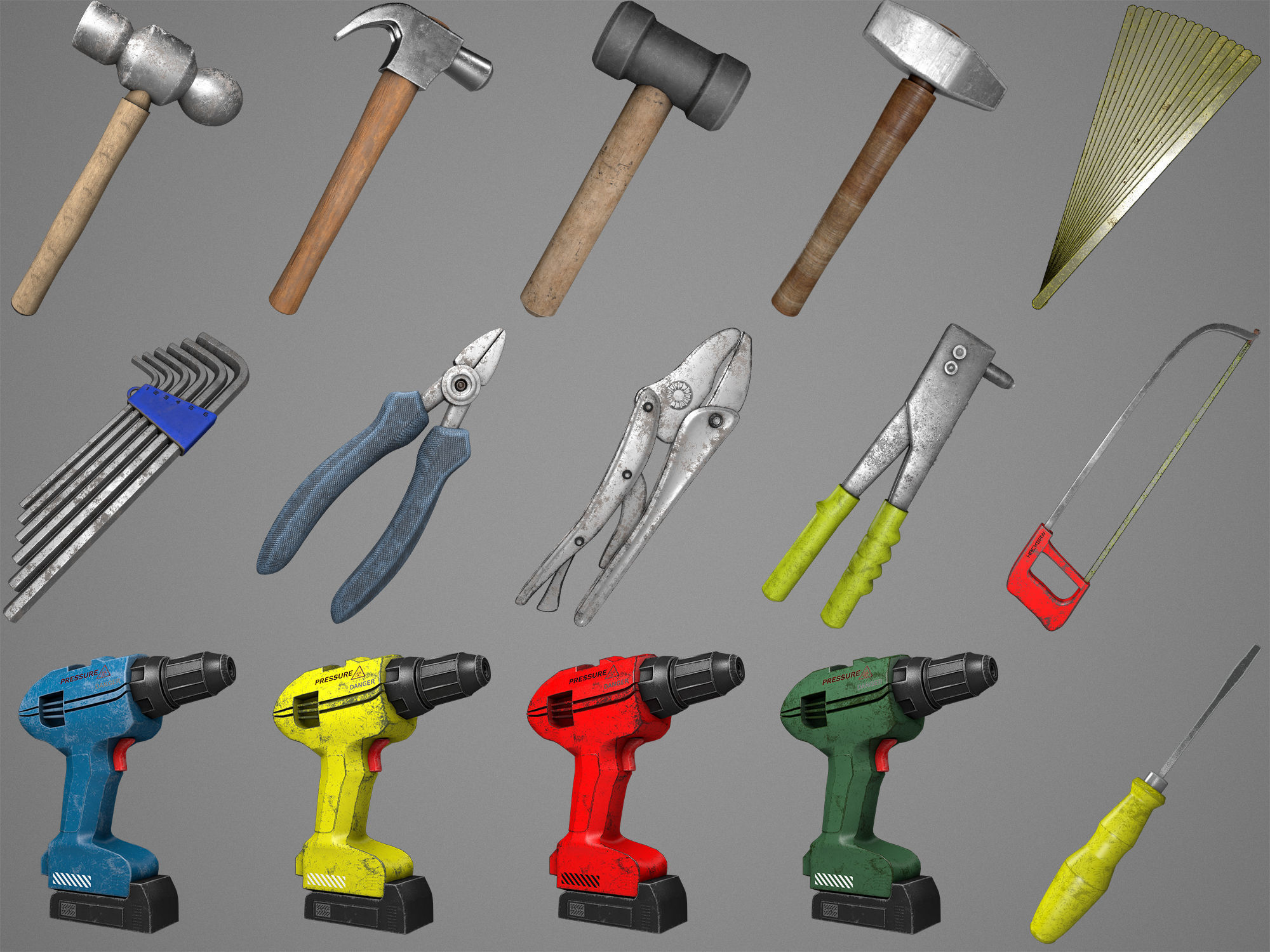 Simple Hand Tools Pack 3D model | CGTrader