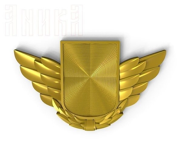 Badge with shield wings and background 3D model 3D printable | CGTrader