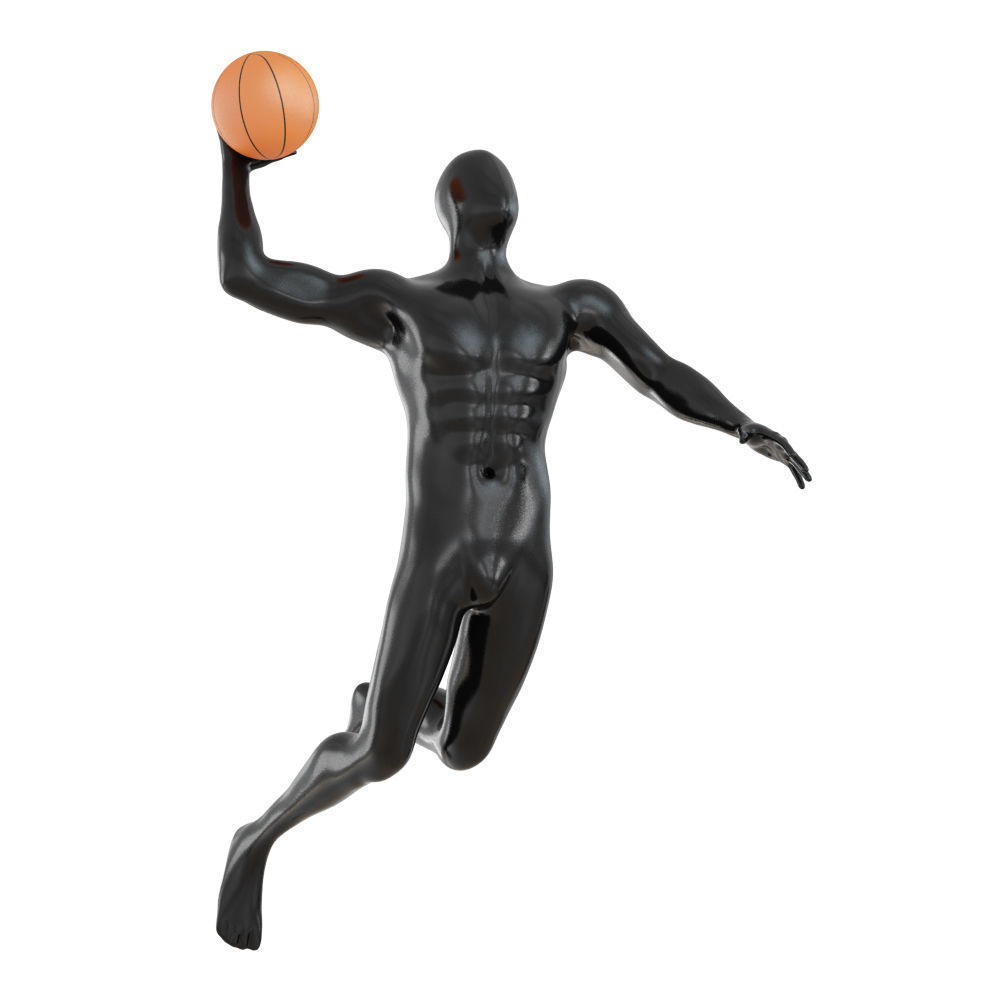 Black mannequin jumping with a basketball 163 3D model | CGTrader