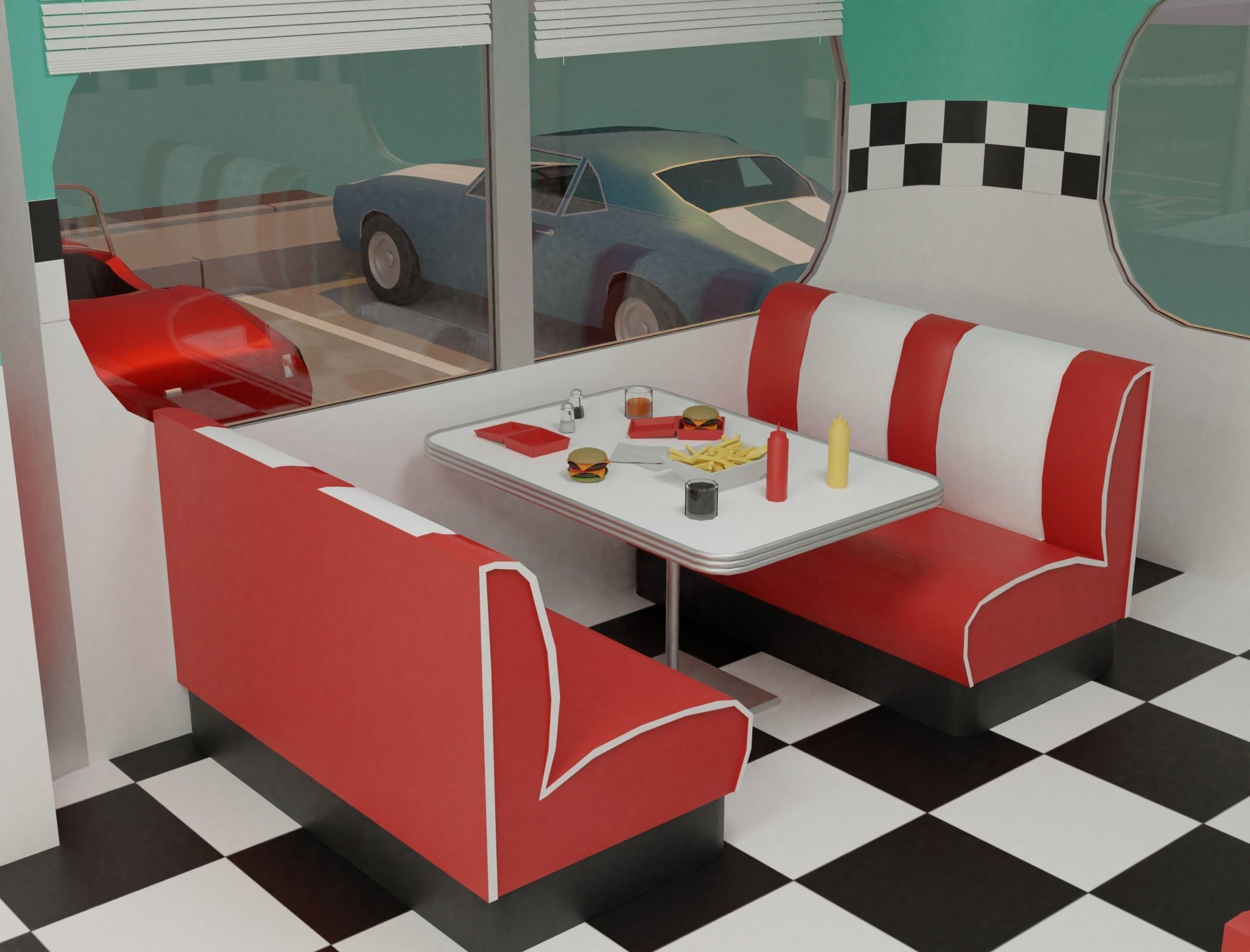3D model American diner - Full version VR / AR / low-poly | CGTrader
