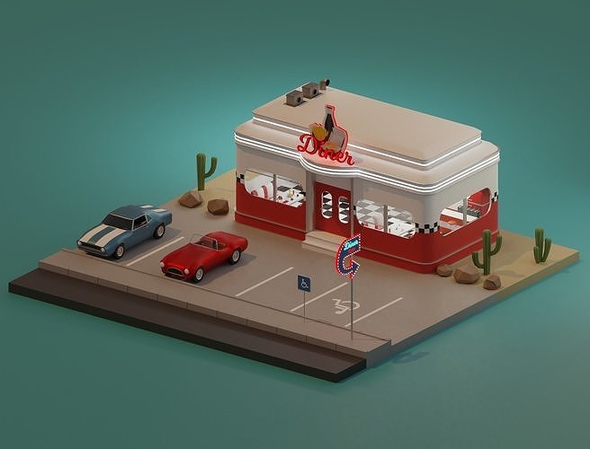 3D model American diner - Full version VR / AR / low-poly | CGTrader