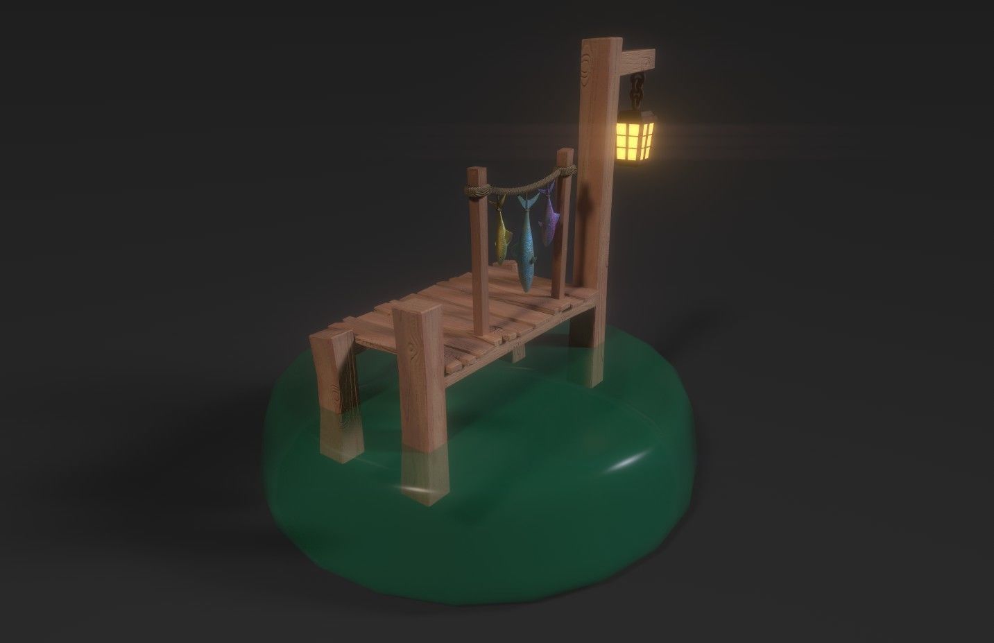 3D model Simplistic low-poly stylized hand-painted pier VR / AR / low ...