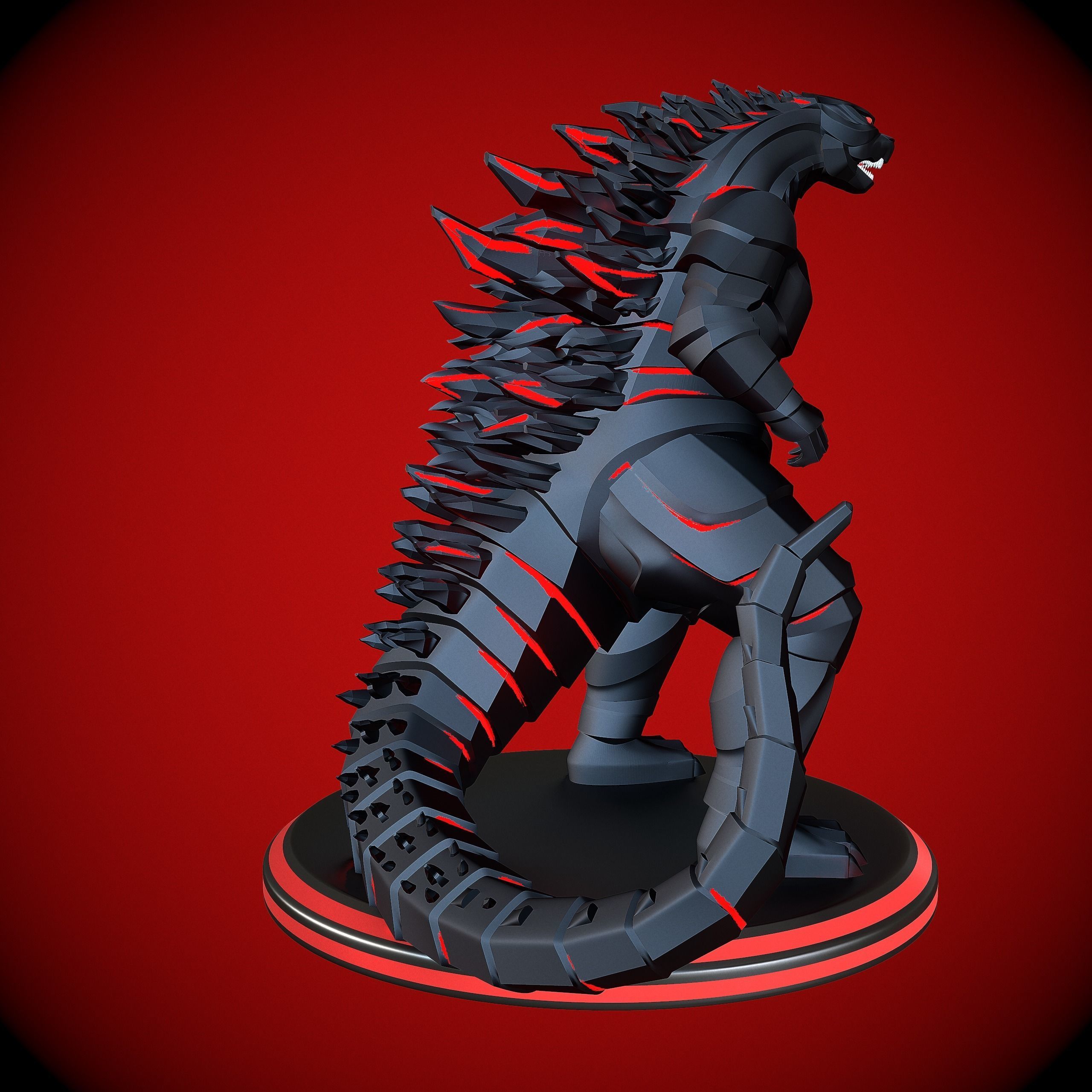 Godzilla Sculpture digital STL-files 3D model 3D printable | CGTrader