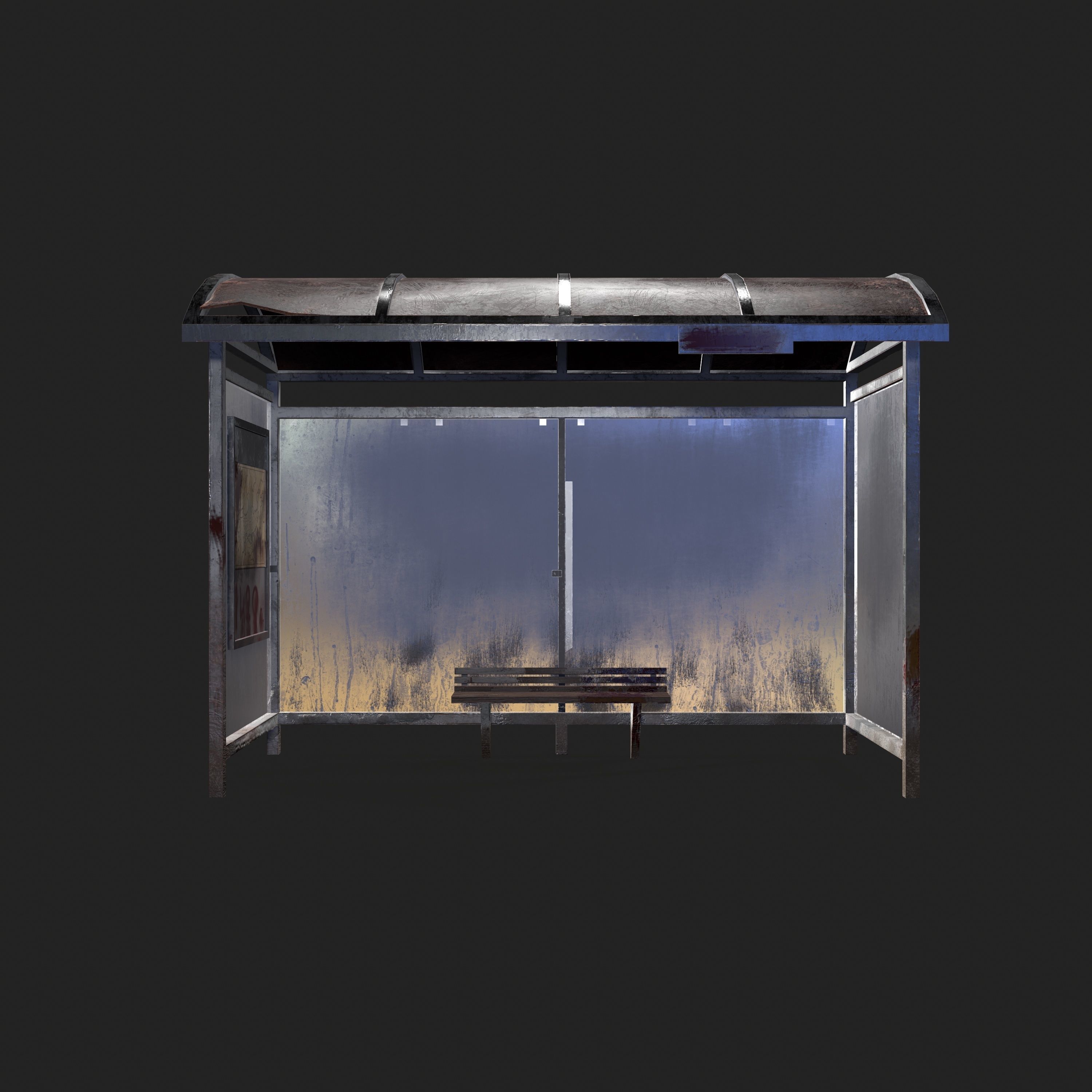 3D model Old bus stop with a bench VR / AR / low-poly | CGTrader