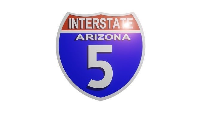 Sign Interstate Highway 5 Arizona 3D model | CGTrader
