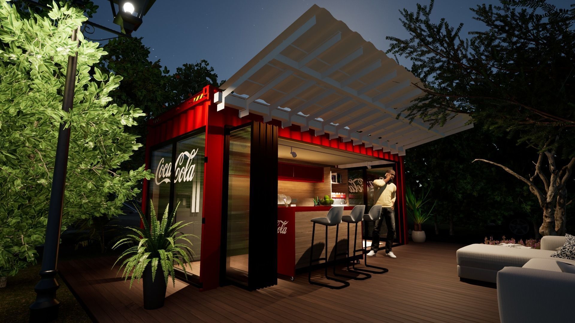 Shipping Container Restaurant 3D model | CGTrader