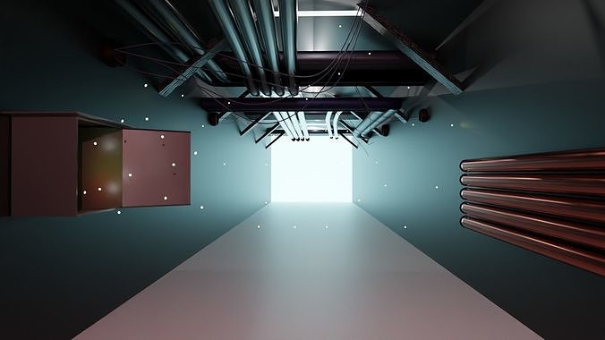 WalkWay hallway with pipes and lights free VR / AR / low-poly Texture ...