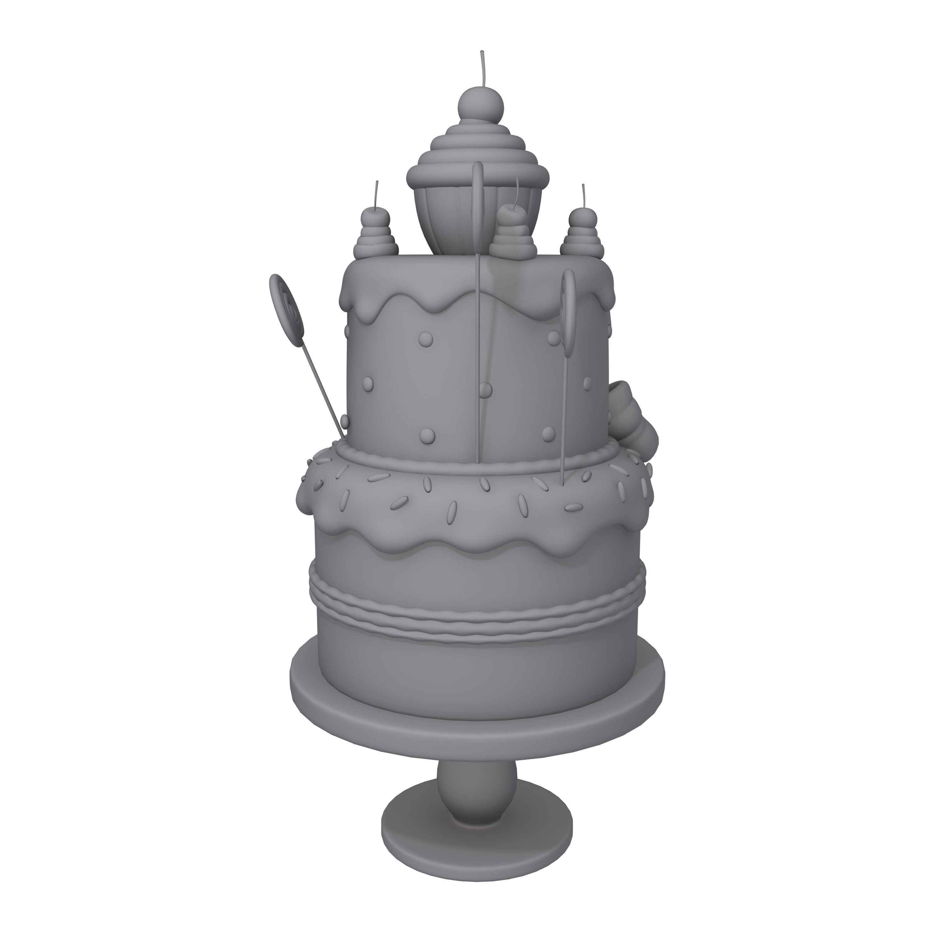 Birthday cake cartoon 3D model | CGTrader