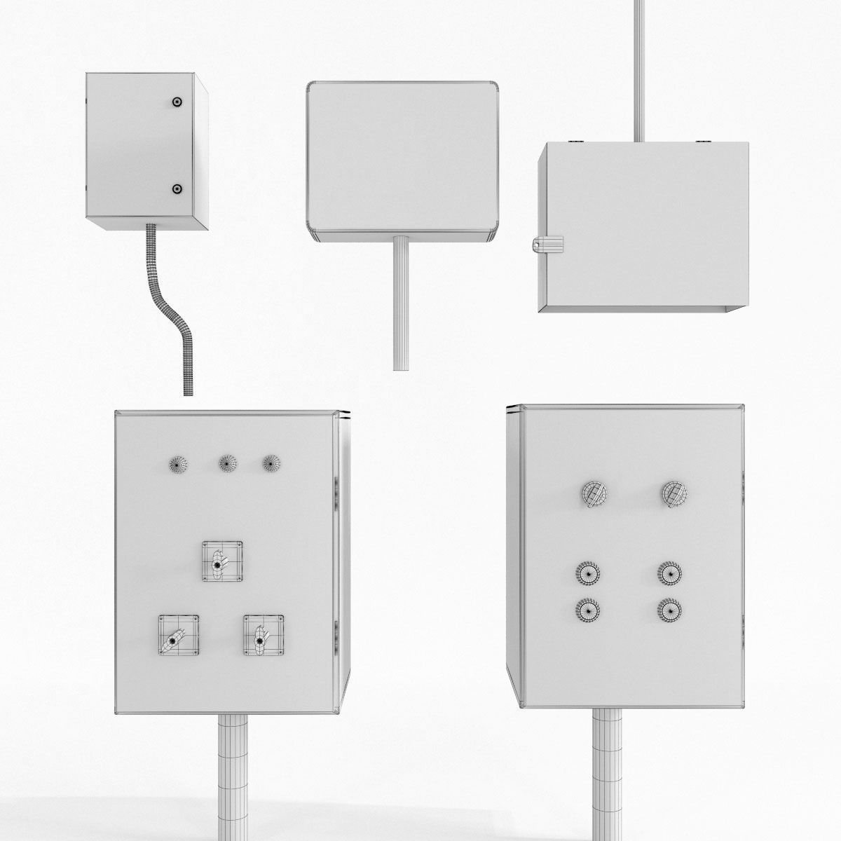 Panel boxes electrical and oxygen 3D model | CGTrader