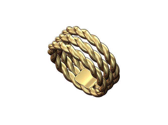 Triple tilted twisted wire band US sizes 4to11 3D model 3D printable ...