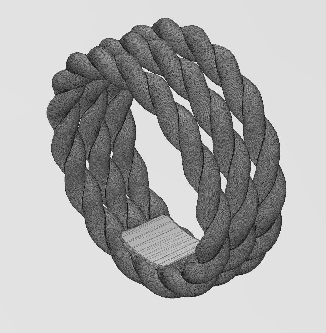 Triple tilted twisted wire band US sizes 4to11 3D model 3D printable ...