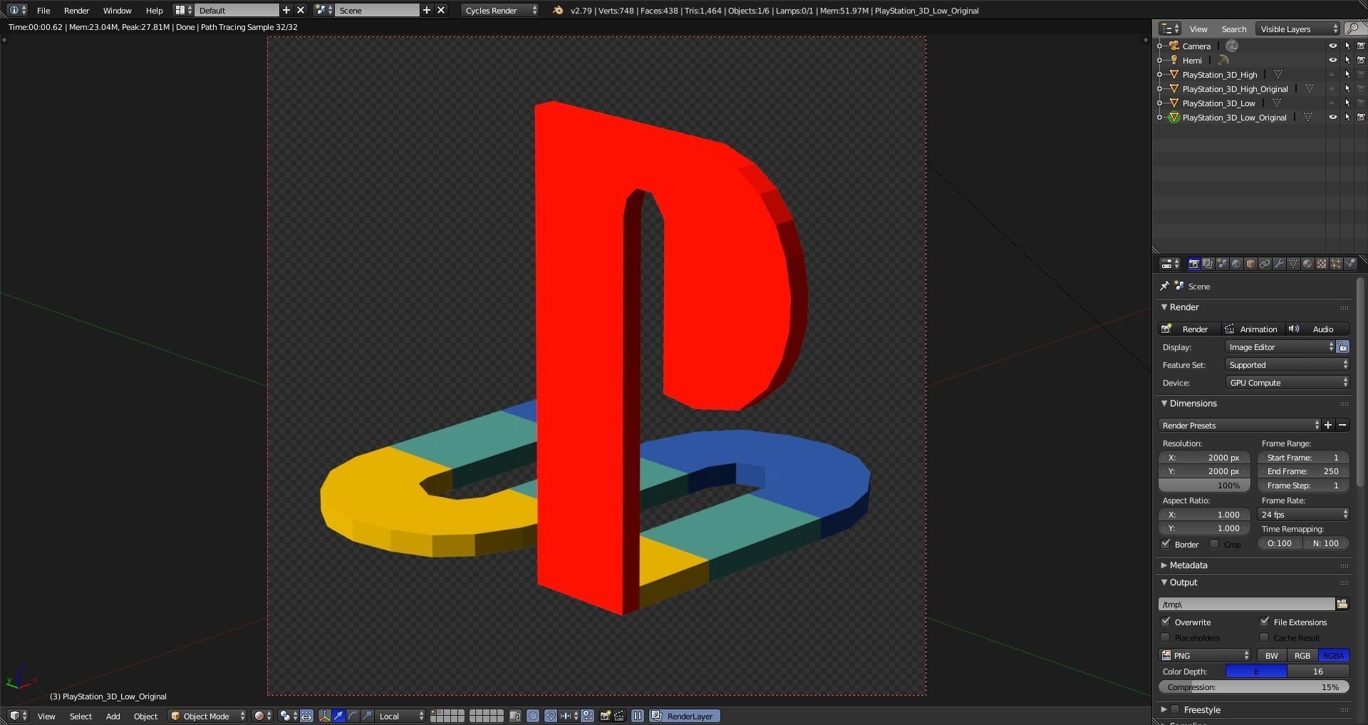 3D model Sony PlayStation original logo VR / AR / low-poly | CGTrader