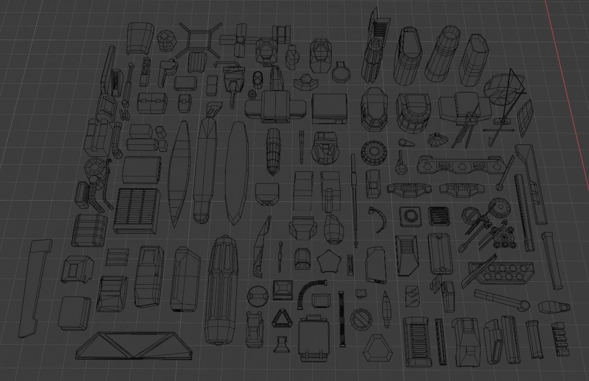 3D model 130 Meshes Low Poly Kit-Bash Set VR / AR / low-poly | CGTrader
