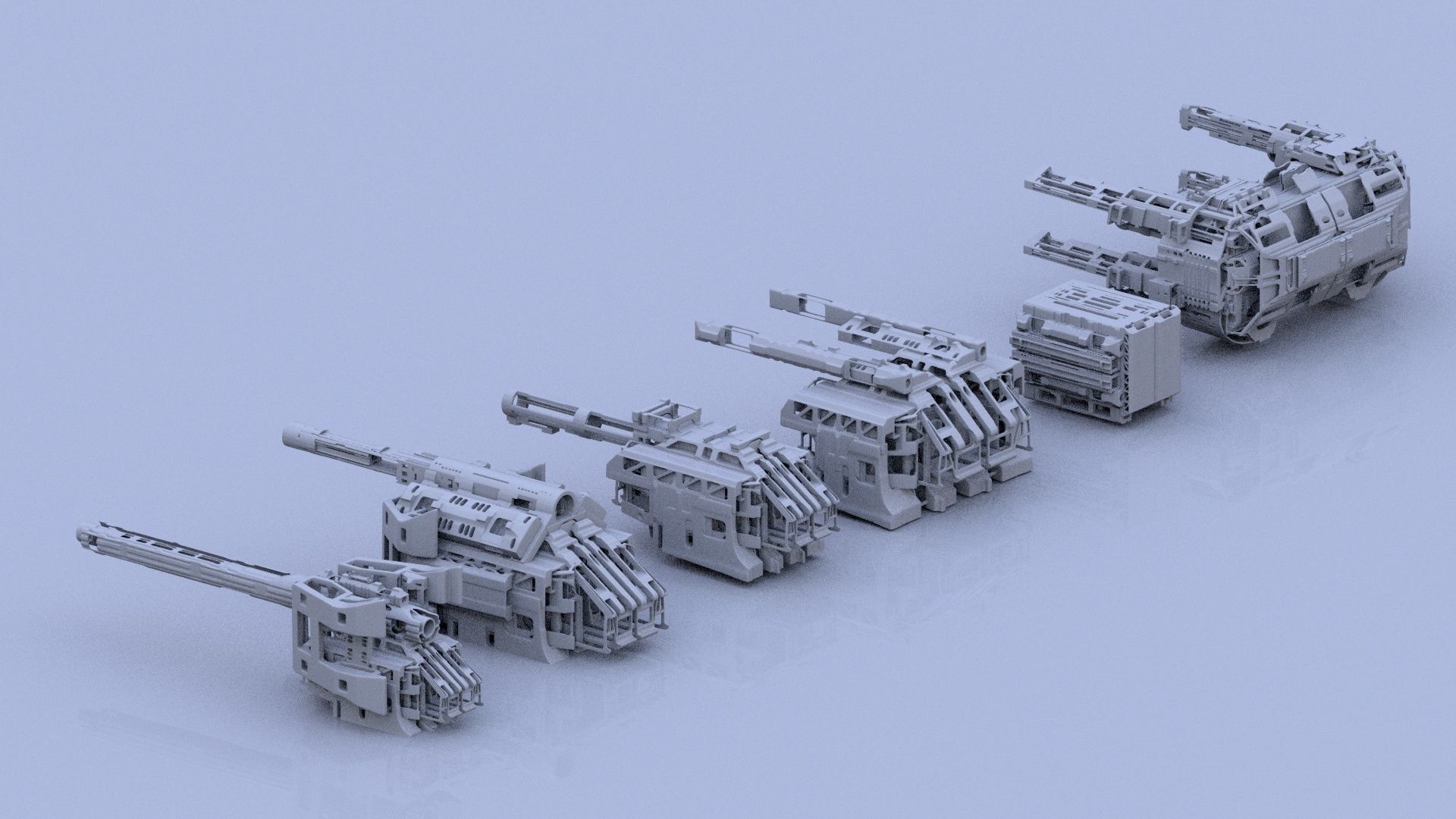 Sci-Fi Gunner Gun Turret Spaceship Military Ship Pack 3D model | CGTrader