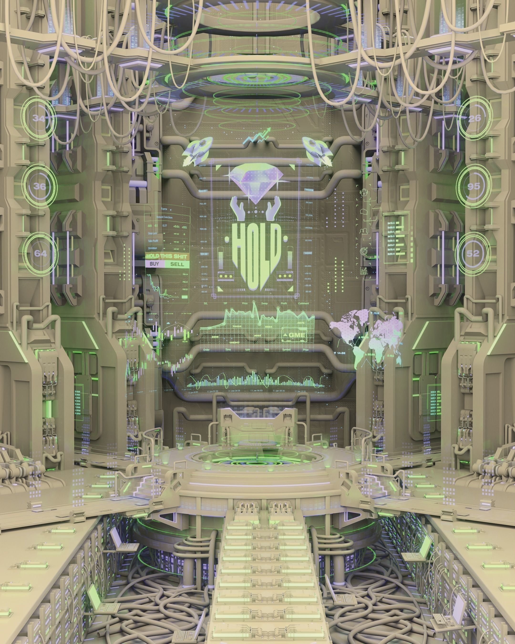 Diamond Hands GameStop Server Room - 3D Weekly 3D model | CGTrader