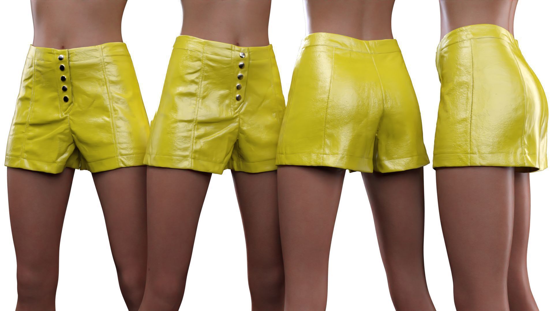 DOLLSKILL Leather Buttons Shorts 3D model | CGTrader