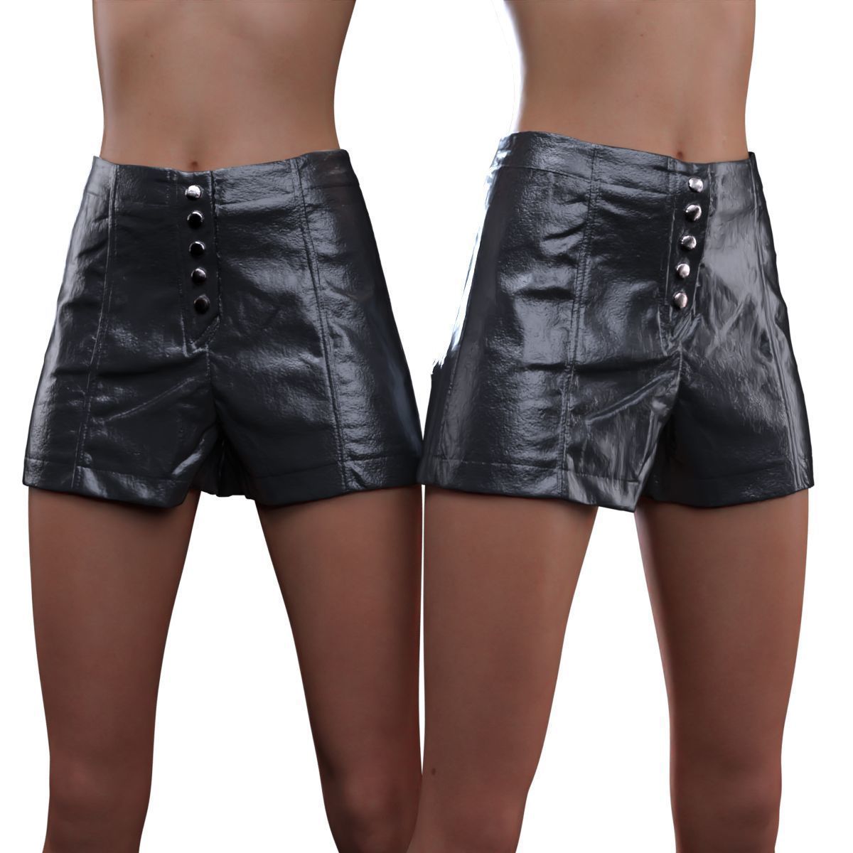 Leather Buttons Shorts 3D model | CGTrader