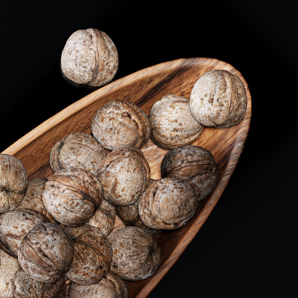 3D model Walnut v2 in a wooden nut bowl VR / AR / low-poly | CGTrader