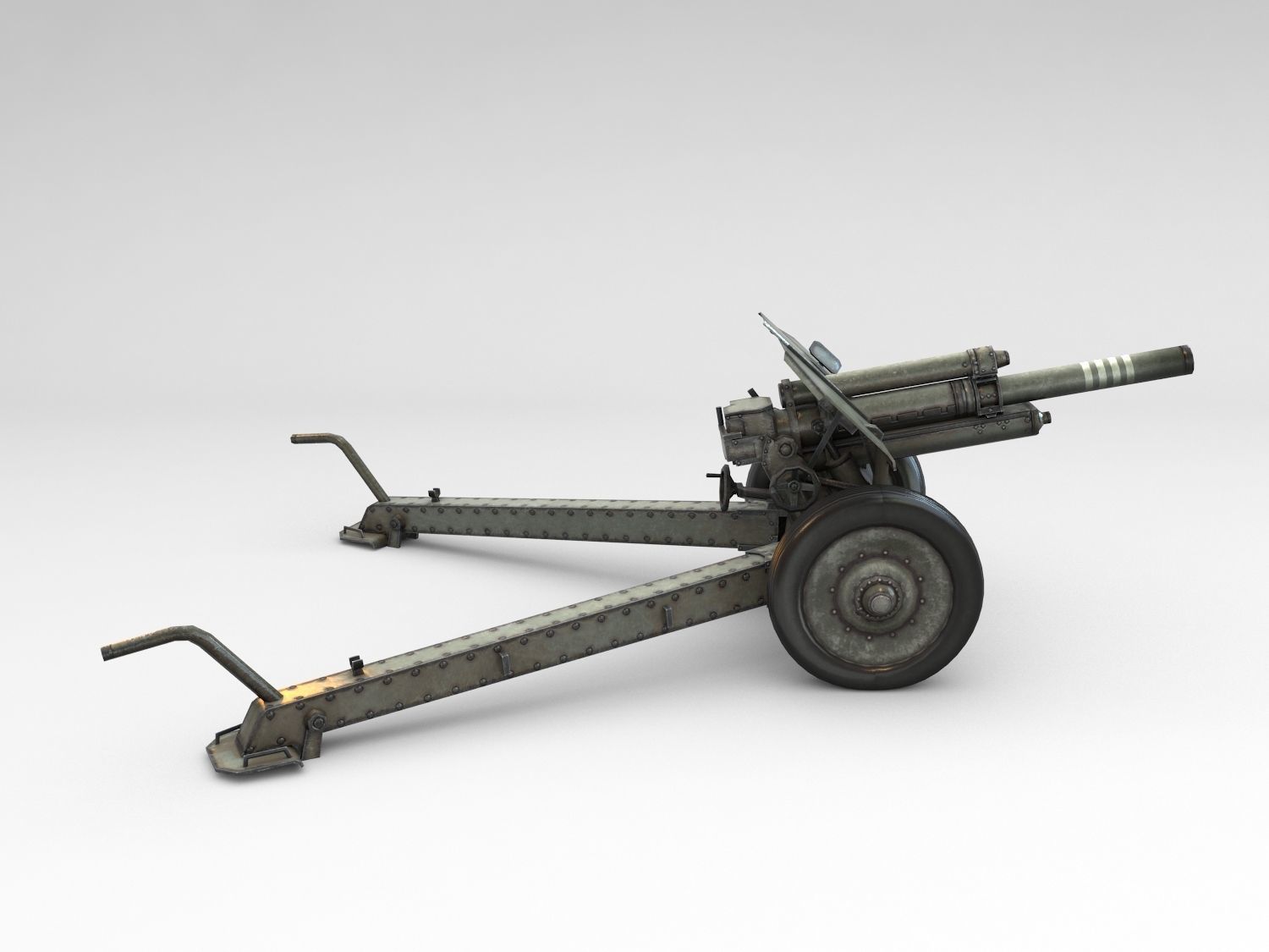 3D model Low Poly M1938 M30 122mm Soviet howitzer VR / AR / low-poly ...