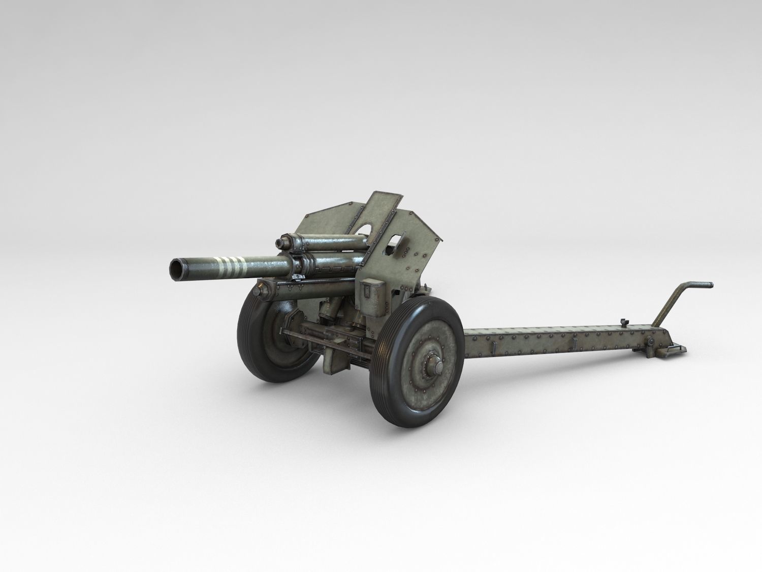 3D model Low Poly M1938 M30 122mm Soviet howitzer VR / AR / low-poly ...