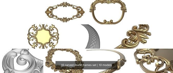 10 carved round frames set 3D Model Collection | CGTrader