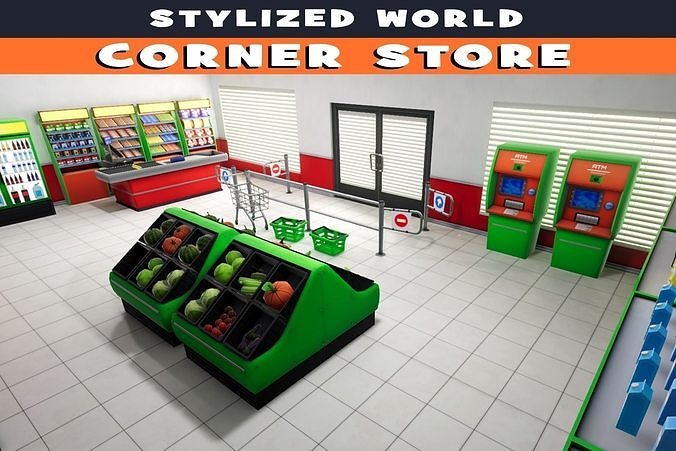 3D model Stylized Corner Store VR / AR / low-poly | CGTrader