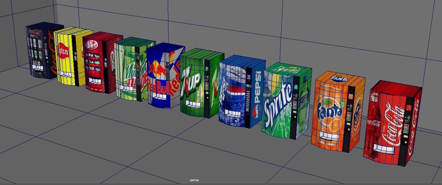 3D model Soft Soda Drinks Vending Machines Set VR / AR / low-poly ...