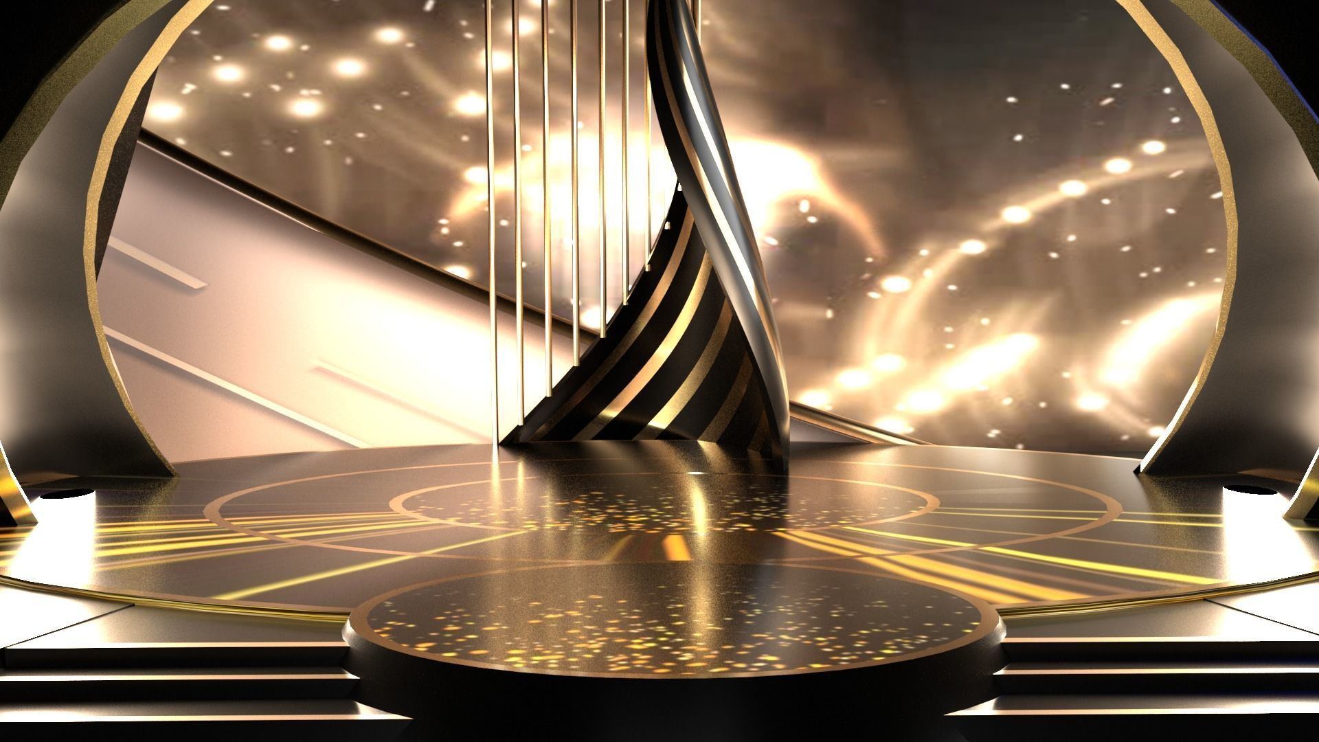 Oscar set futuristic stage with circular shape 3D model | CGTrader