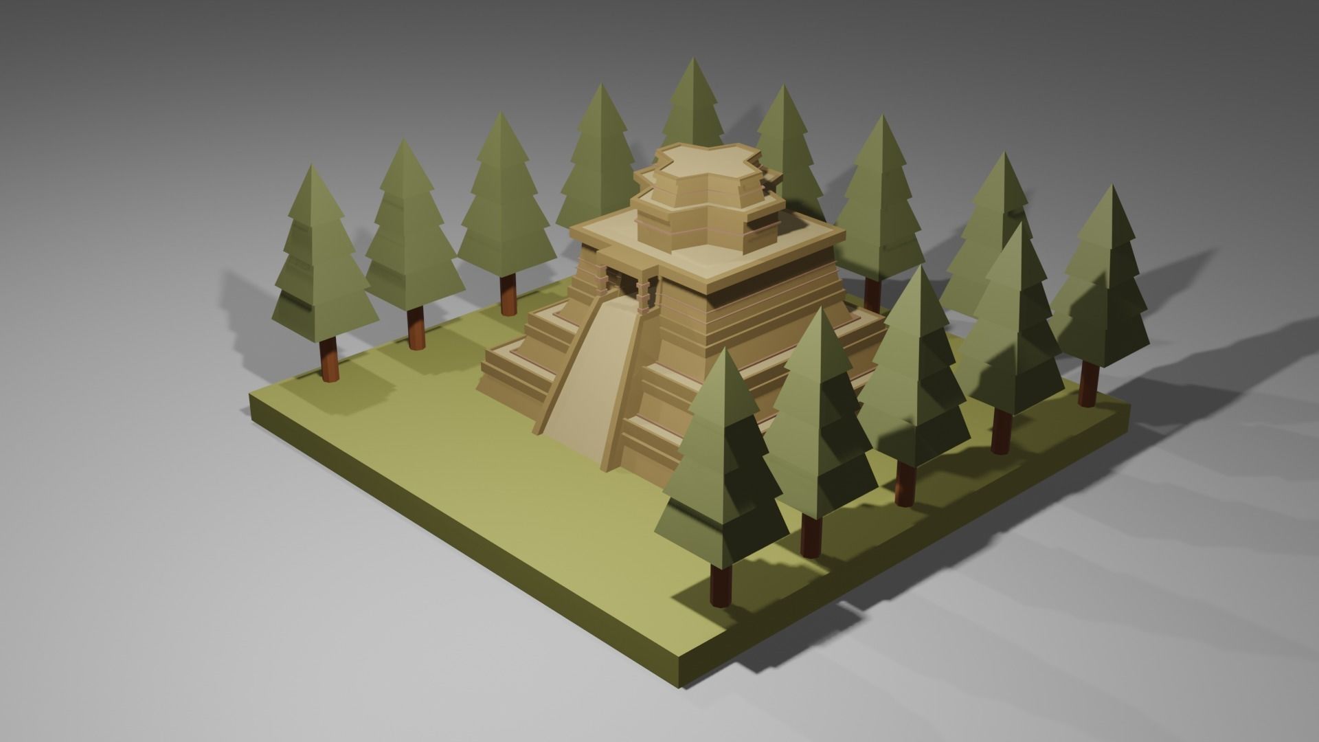 3D model Cartoon Lowpoly Temple VR / AR / low-poly | CGTrader