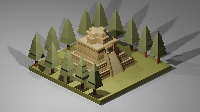 3D model Cartoon Lowpoly Temple VR / AR / low-poly | CGTrader