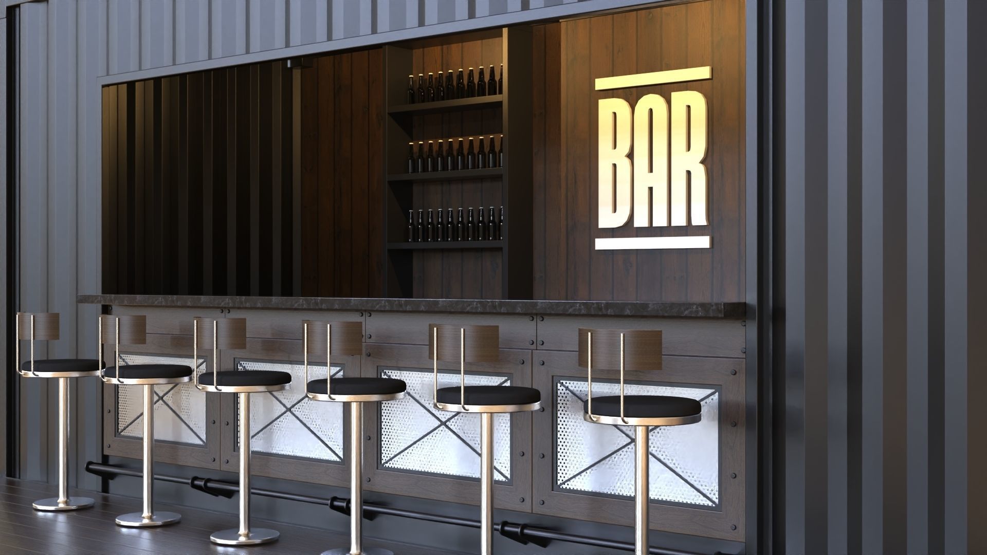 Shipping Container Bar 3D model | CGTrader