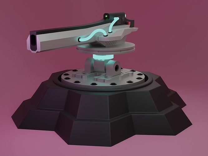3D model Sci-Fi low poly TURRET VR / AR / low-poly | CGTrader