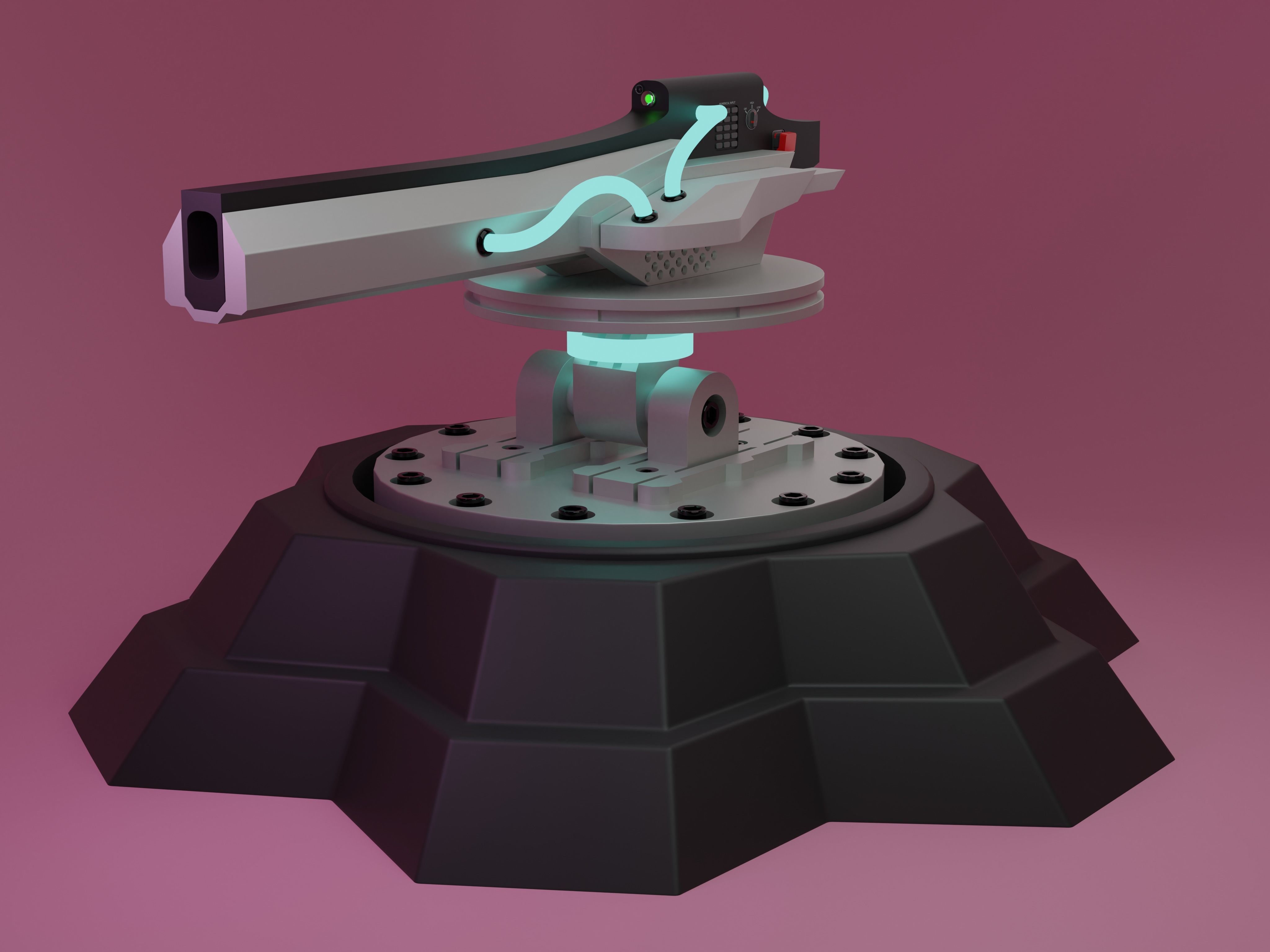 3D model Sci-Fi low poly TURRET | CGTrader