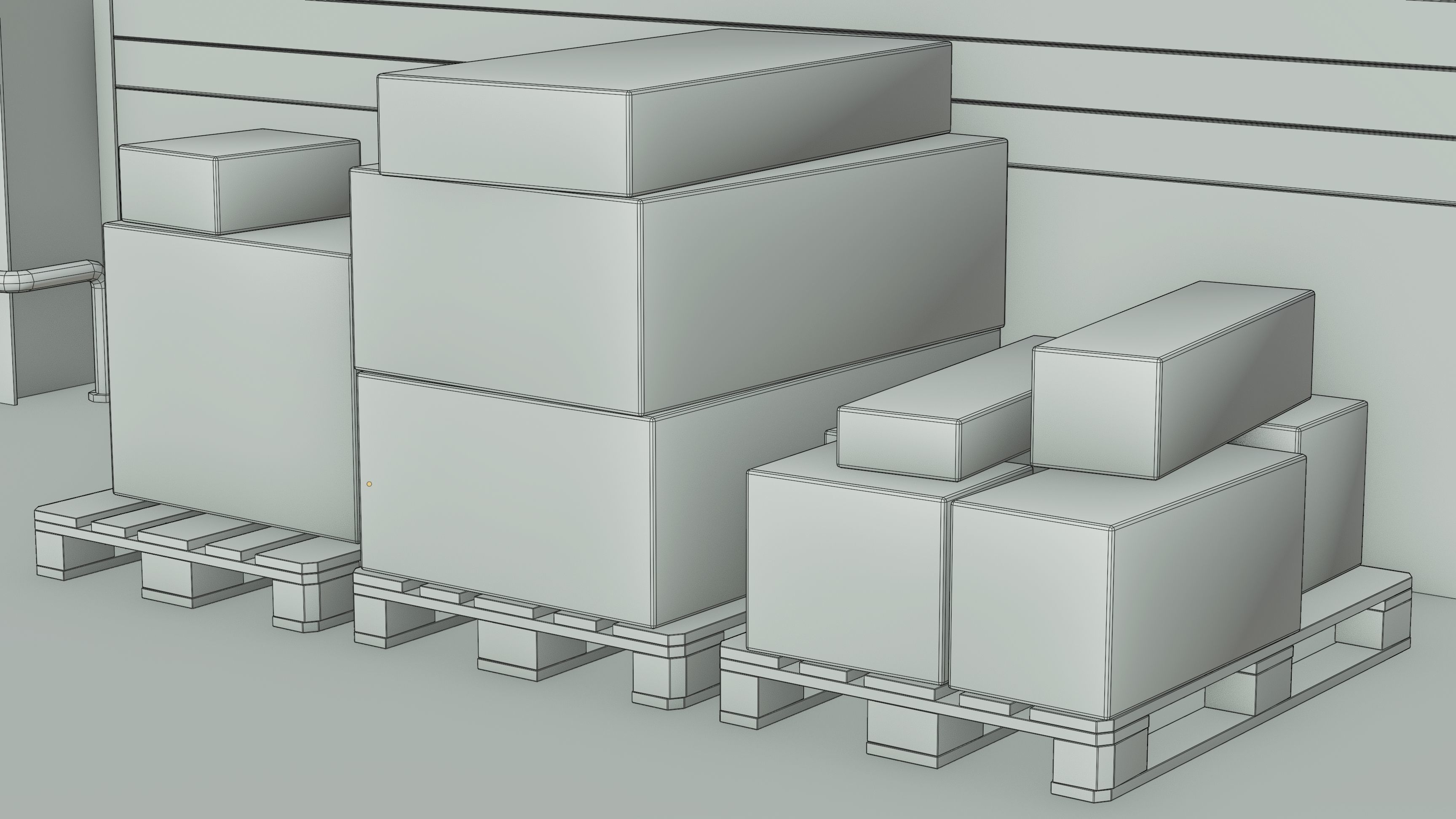 3D model Wooden pallets with boxes - Pack 2 - Textured VR / AR / low ...