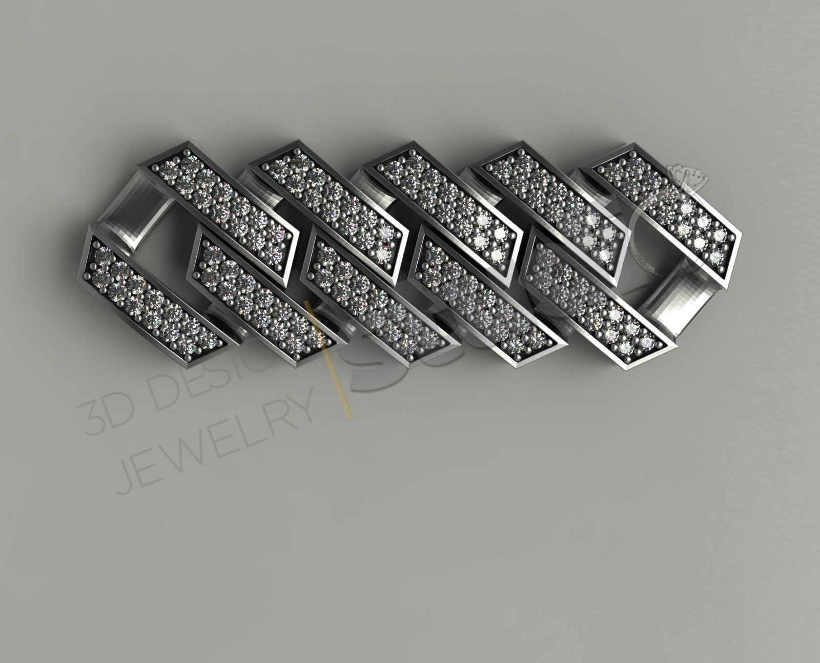 Iced Out cuban chain link 3D model 3D printable | CGTrader