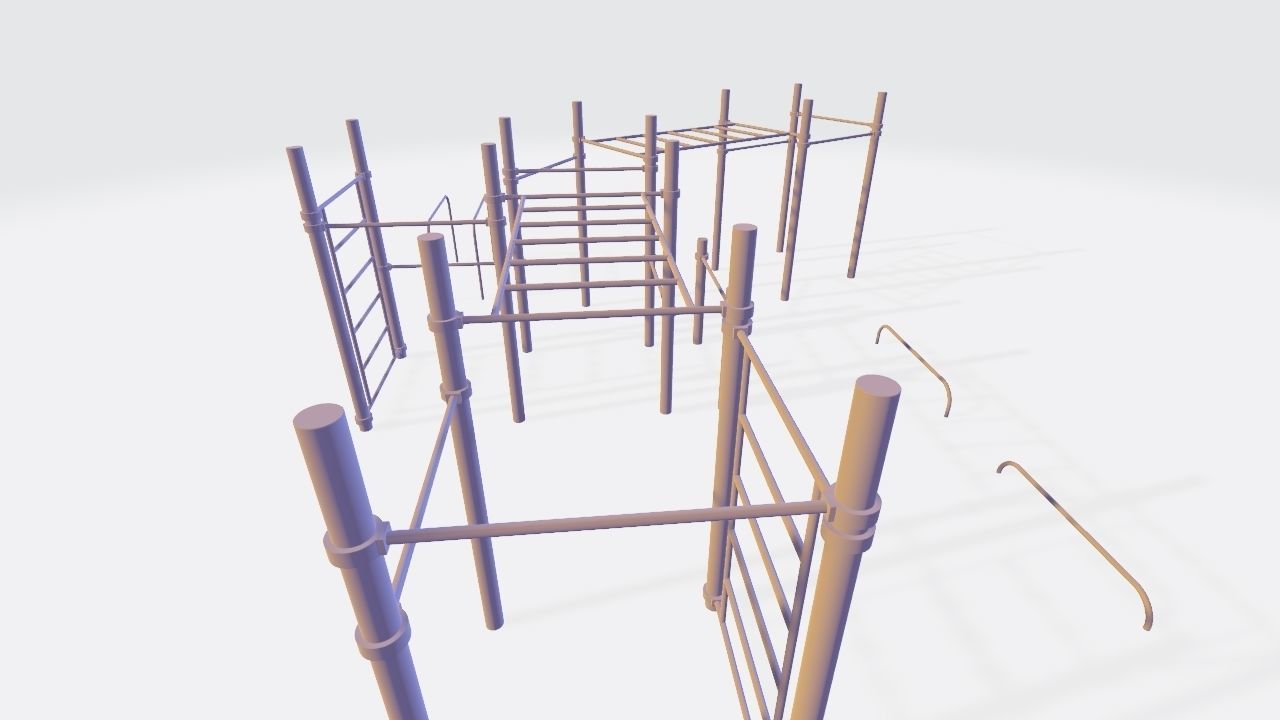 Calisthenics Station 2 Outdoor Fitness Equipment Street Workout 3D ...