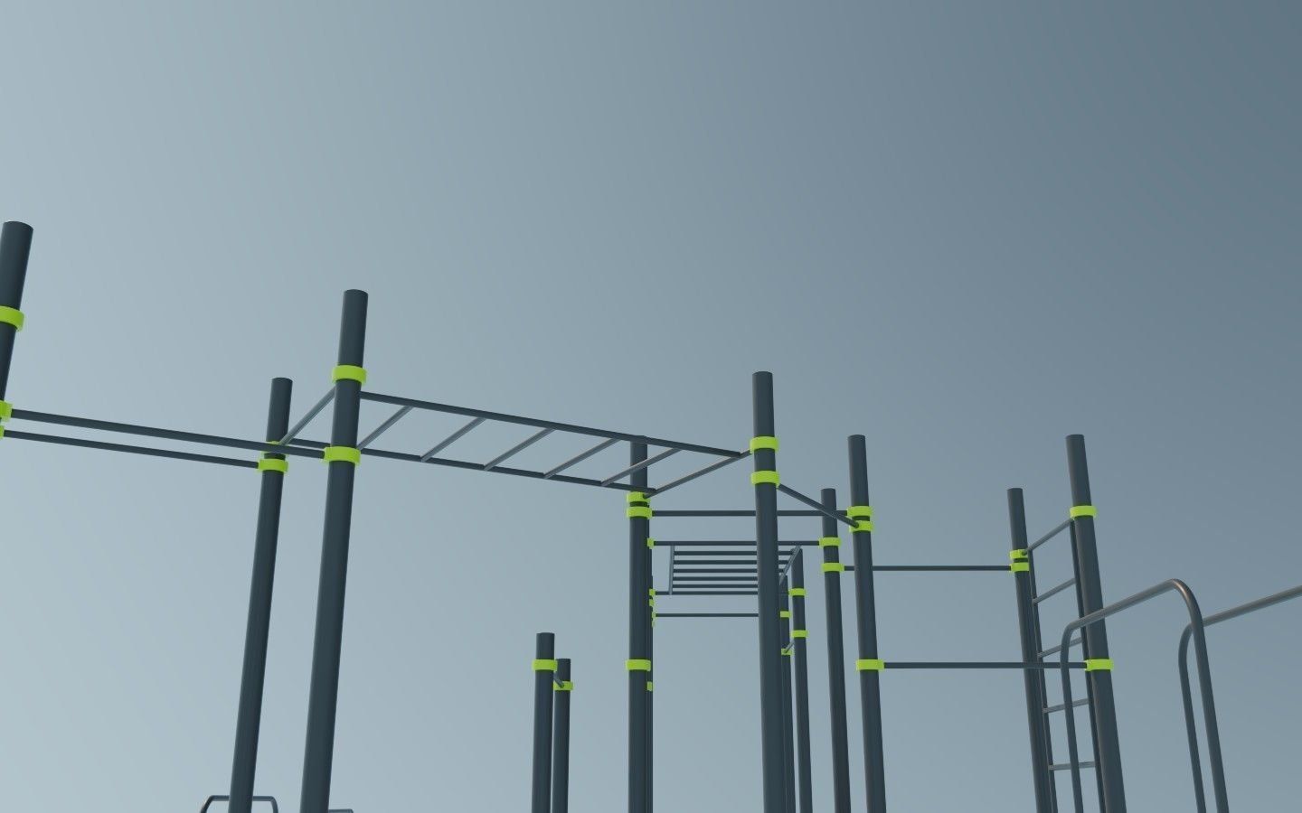 Calisthenics Station 2 Outdoor Fitness Equipment Street Workout 3D ...