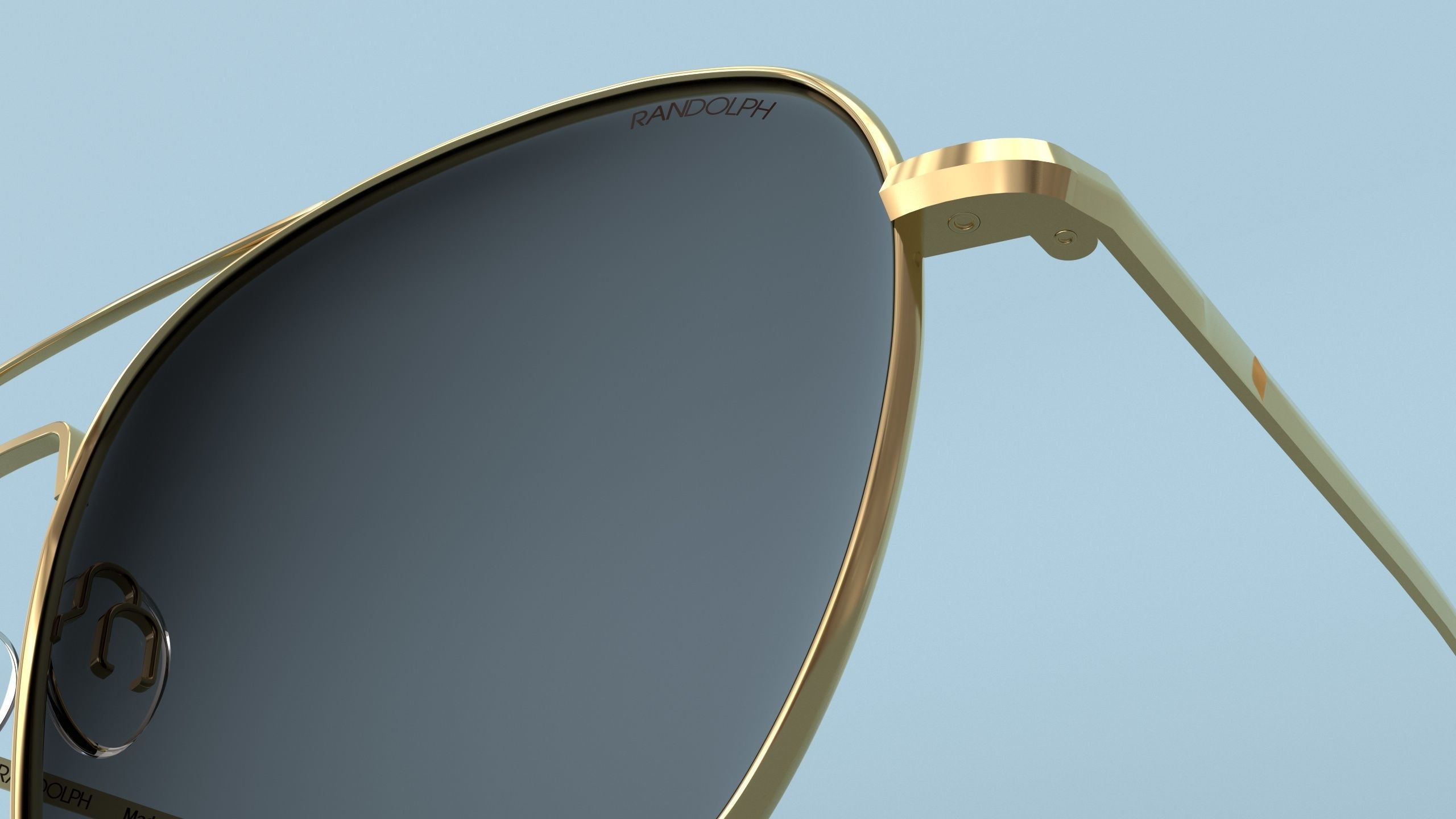 Sunglasses Randolph Aviator Gold Polarized 3D model | CGTrader