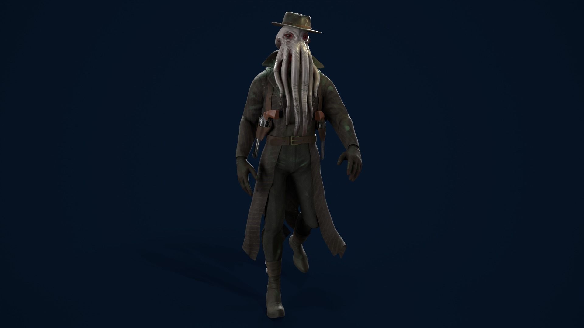 3D model Octopus Detective Monster VR / AR / low-poly rigged animated ...