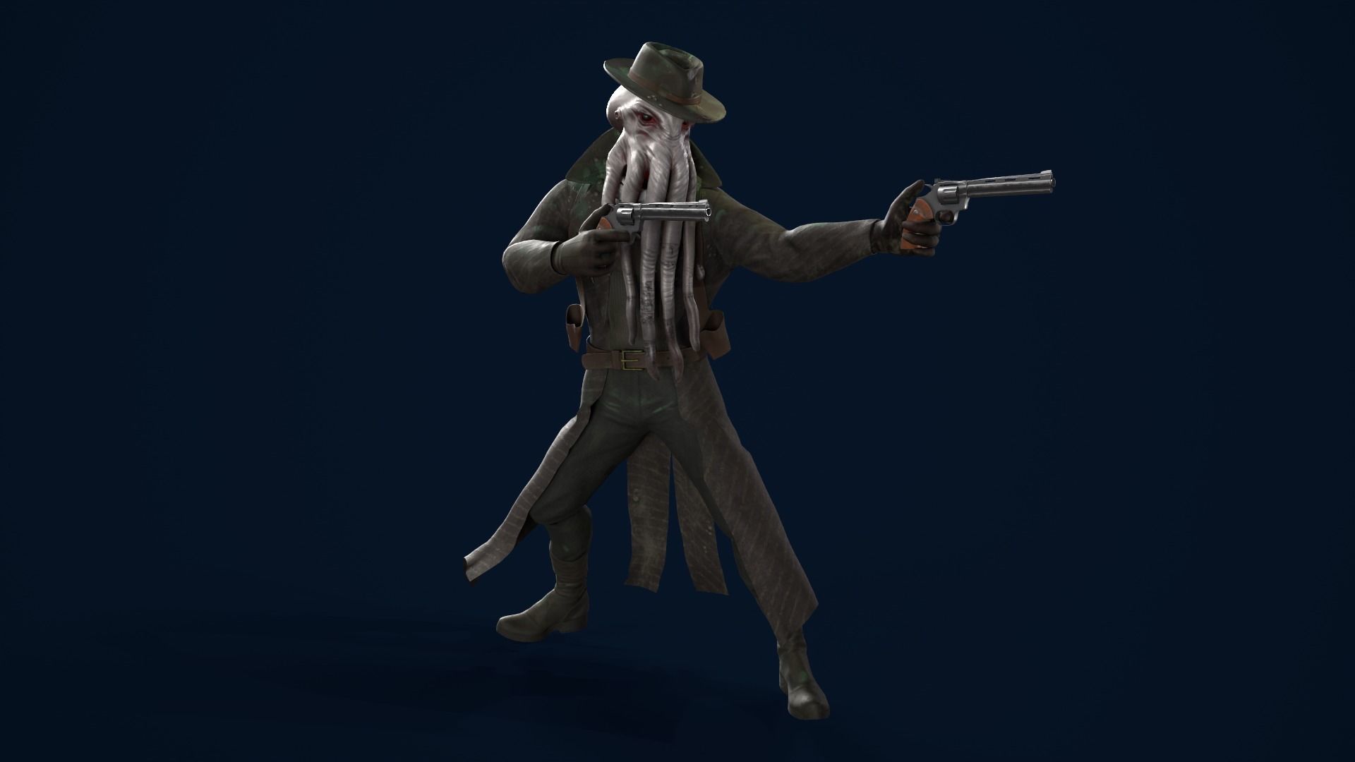 3D model Octopus Detective Monster VR / AR / low-poly rigged animated ...