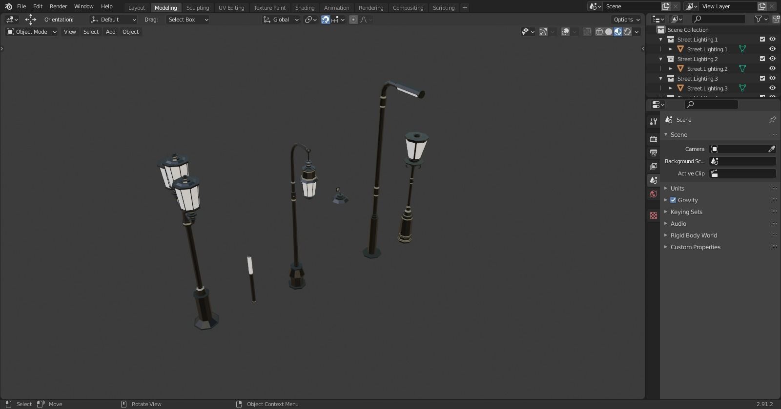 6 Low-Poly Street Lights With Textures Unity free VR / AR / low-poly 3D ...
