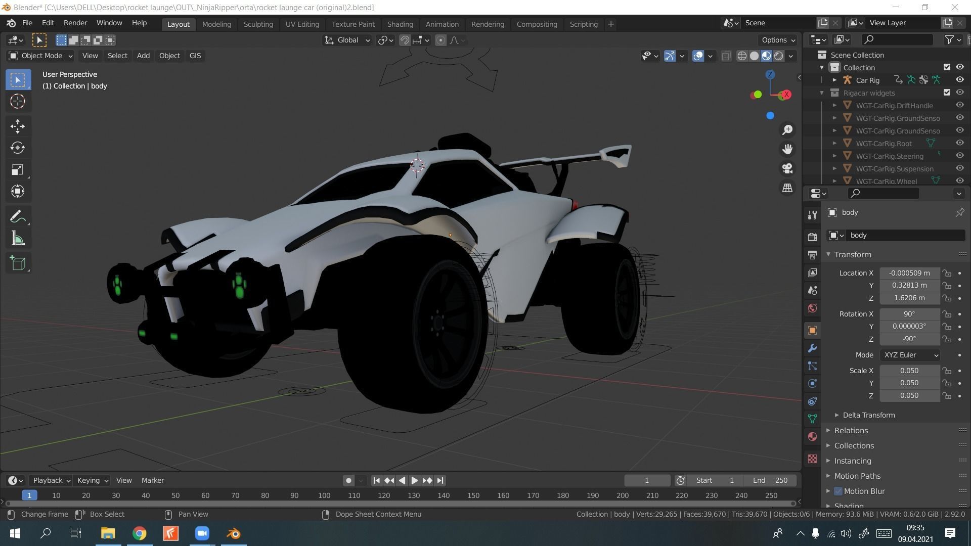 rocket league 3D model original FREE Octane free VR / AR / low-poly 3D ...