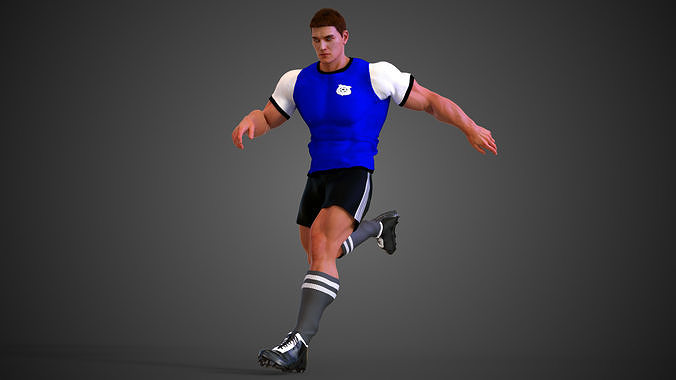 Caucasian Football Soccer Player Male 3D model animated rigged | CGTrader